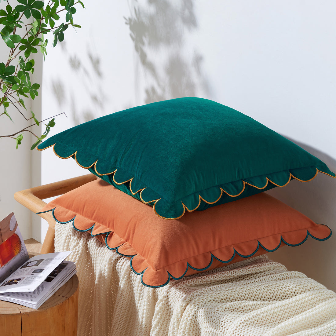 Bri Bri Pillows (2-Pack) - Coral/Dark Teal | Monday Moose